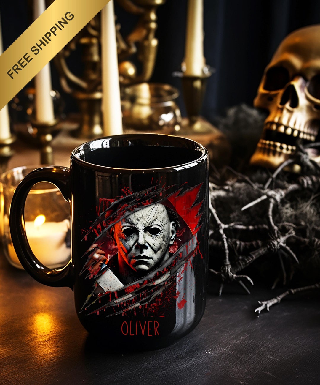 Personalized Horror Slasher Mug, Michael Mask Artwork, Unique Halloween ...
