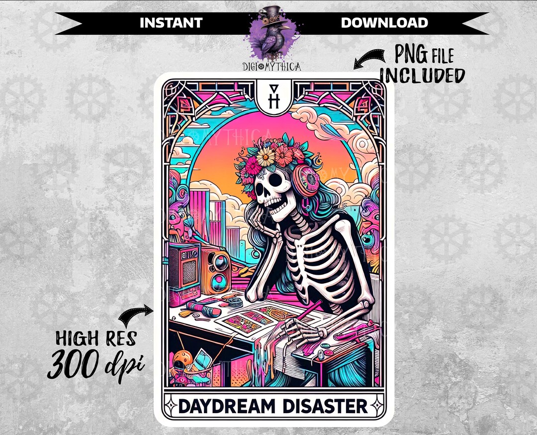 Tarot Card PNG Daydream Disaster, Tarotcards PNG Sublimation Download ...