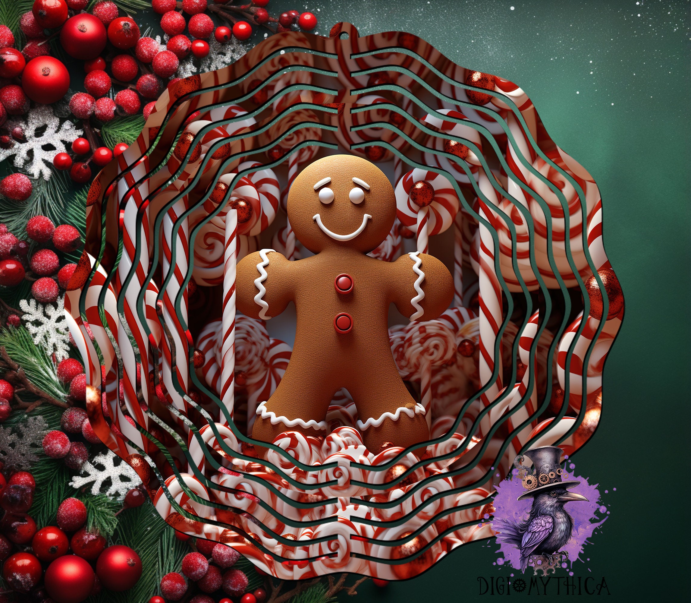 3D Christmas Wind Spinner Png, 10in Gingerbread Man Windspinner Design ...