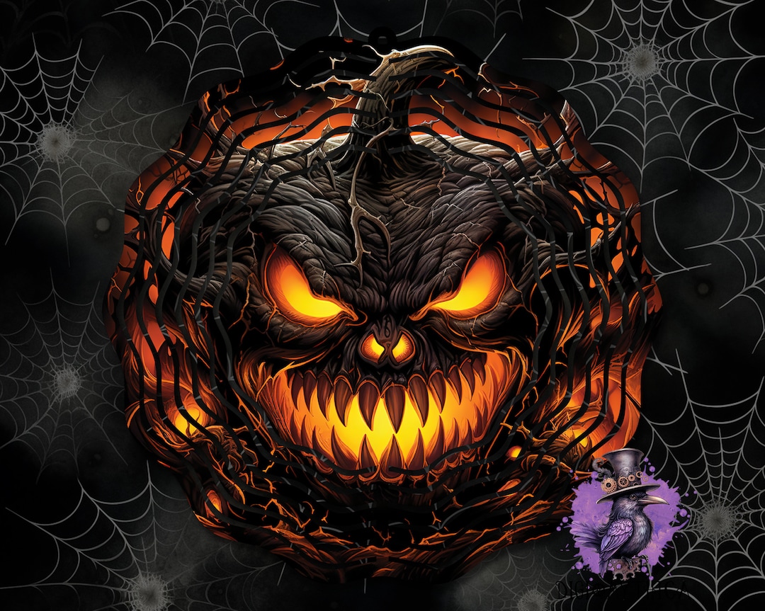 Halloween Wind Spinner Png, 10 in Pumpkin Nightmare Windspinner Design ...