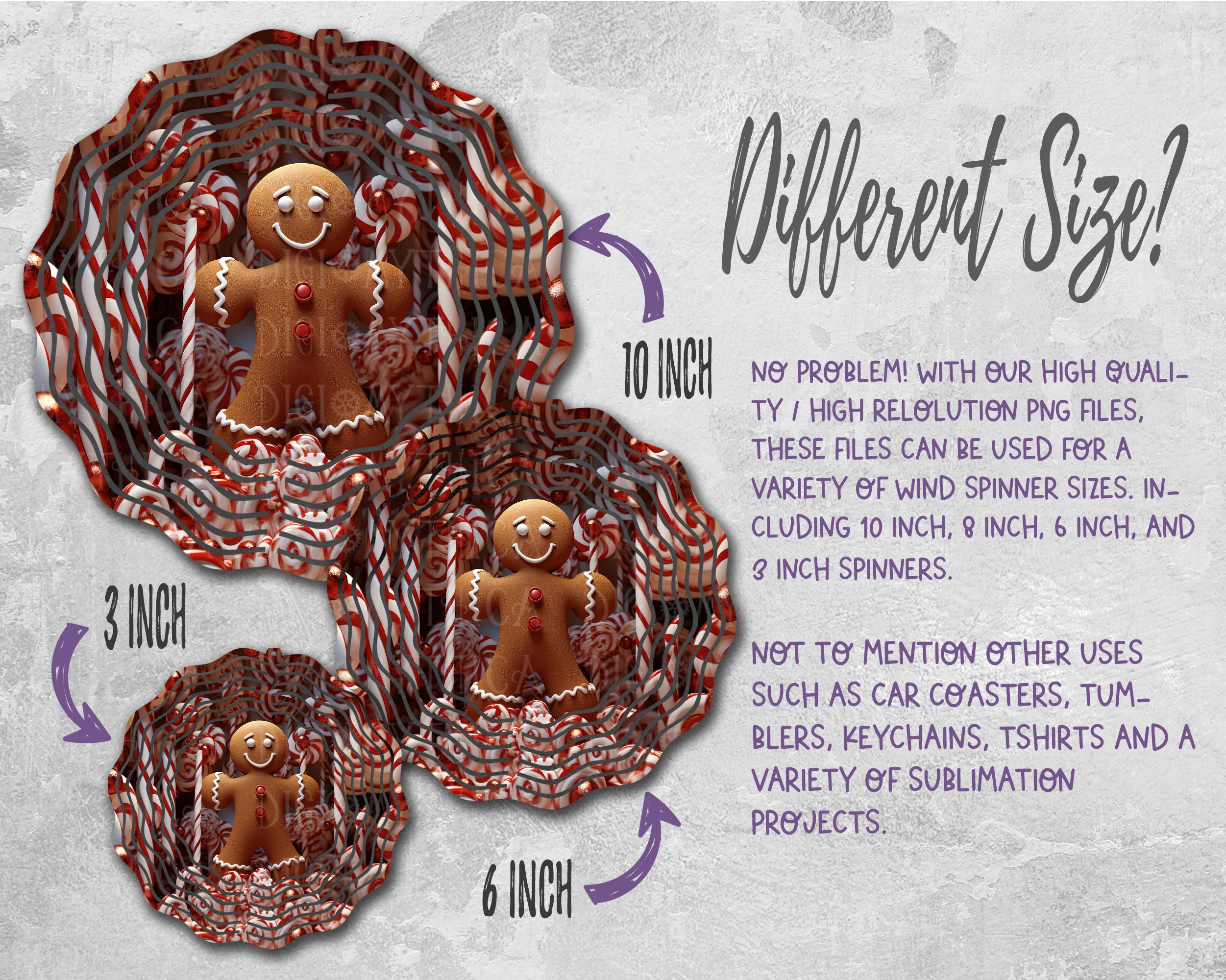 3D Christmas Wind Spinner Png, 10in Gingerbread Man Windspinner Design ...
