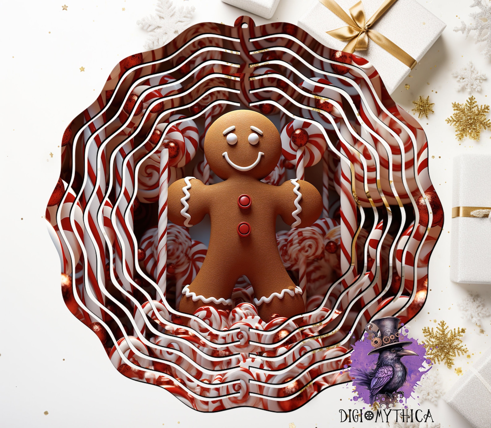 3D Christmas Wind Spinner Png, 10in Gingerbread Man Windspinner Design ...