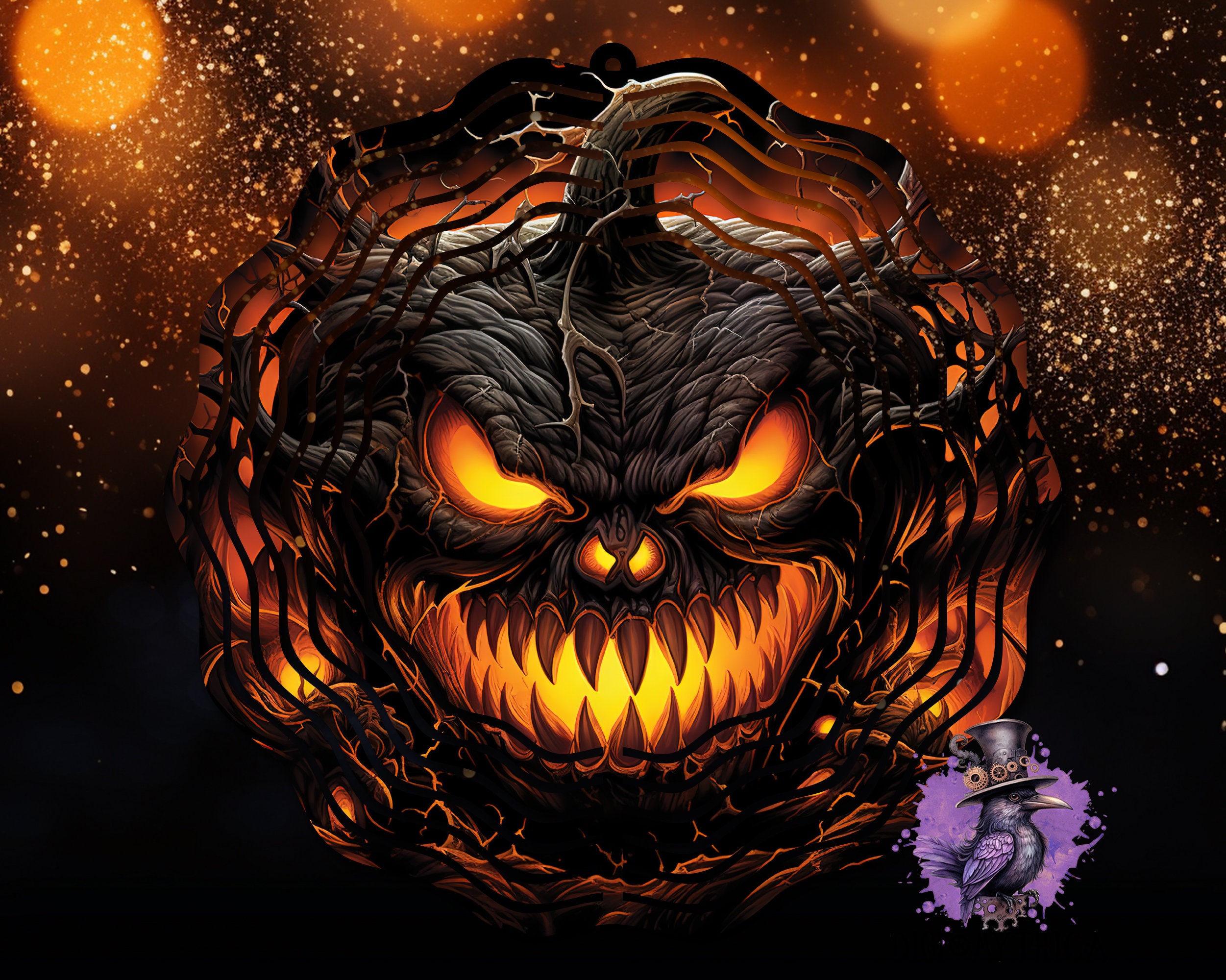 Halloween Wind Spinner Png, 10 in Pumpkin Nightmare Windspinner Design ...