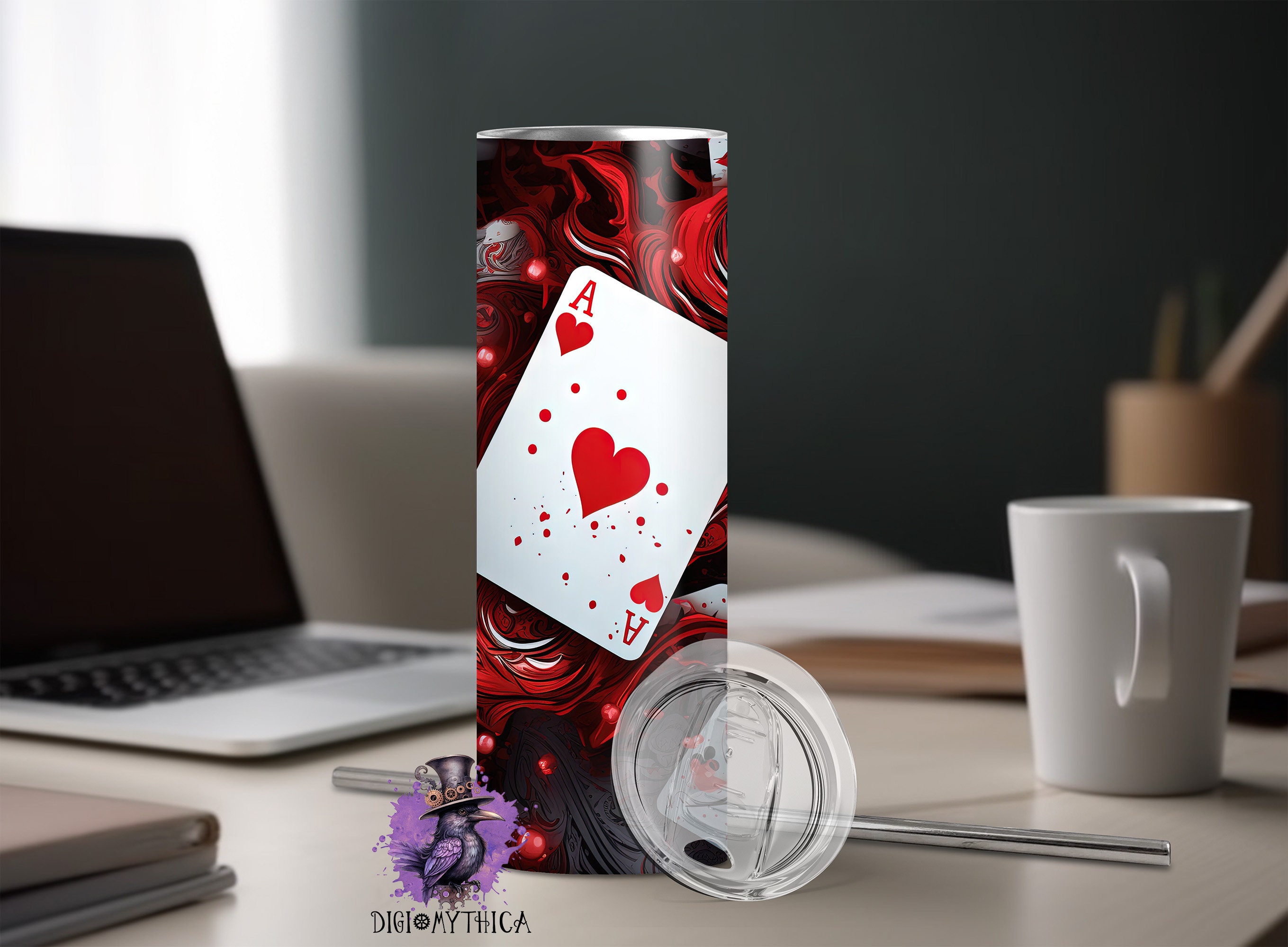 3D Cards Tumbler Wrap Png, 20 Oz Poker Tumbler Background Design ...