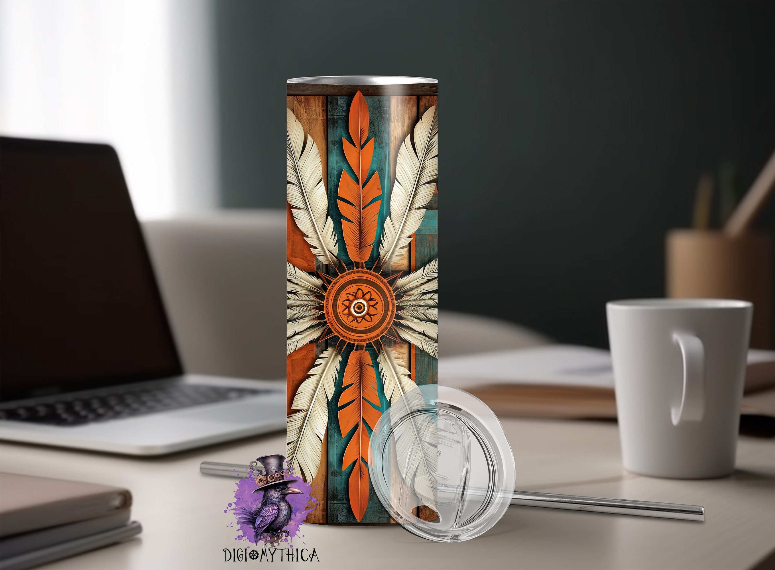 Native American Tumbler Wrap Png, 20oz Tribal Tumbler Background Design ...
