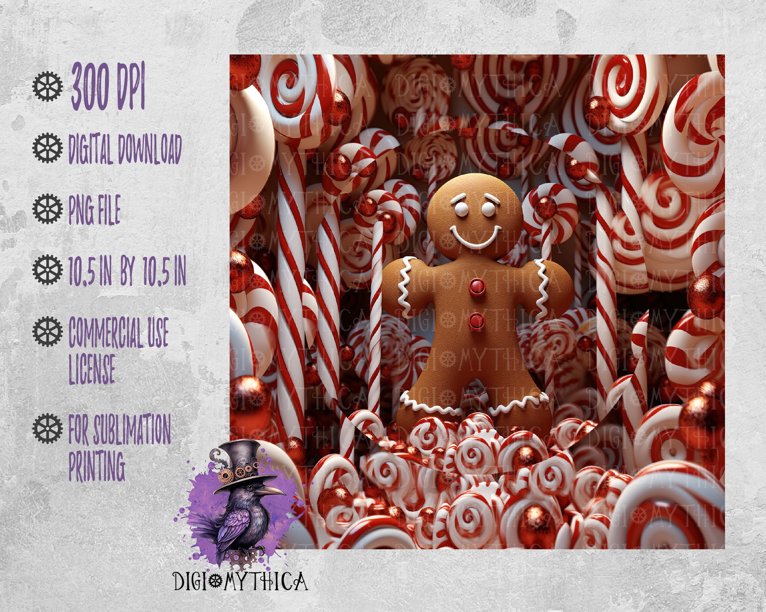 3D Christmas Wind Spinner Png, 10in Gingerbread Man Windspinner Design ...