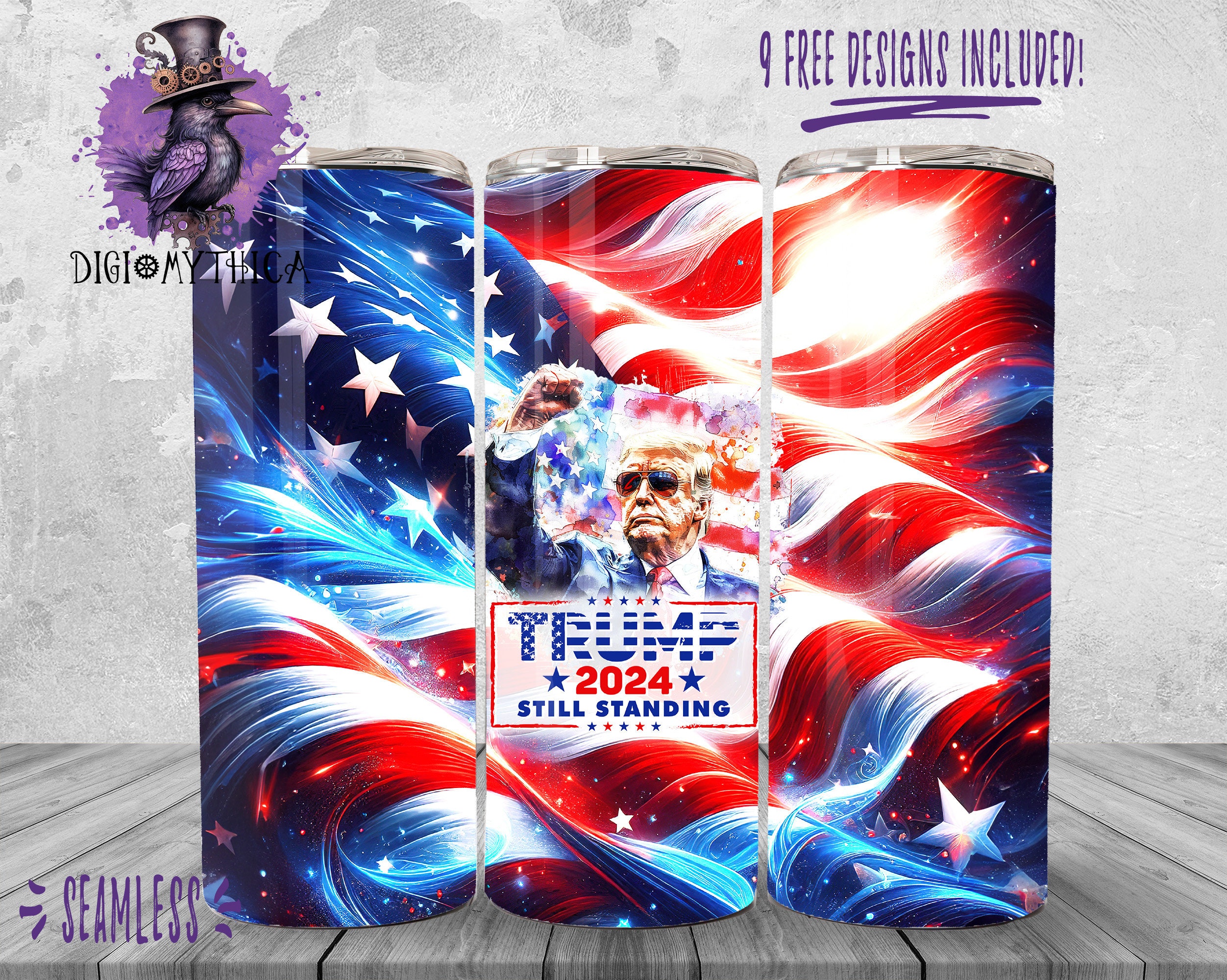 Trump 2024 Tumbler Wrap Png, 20oz Seamless Conservative Patriot ...