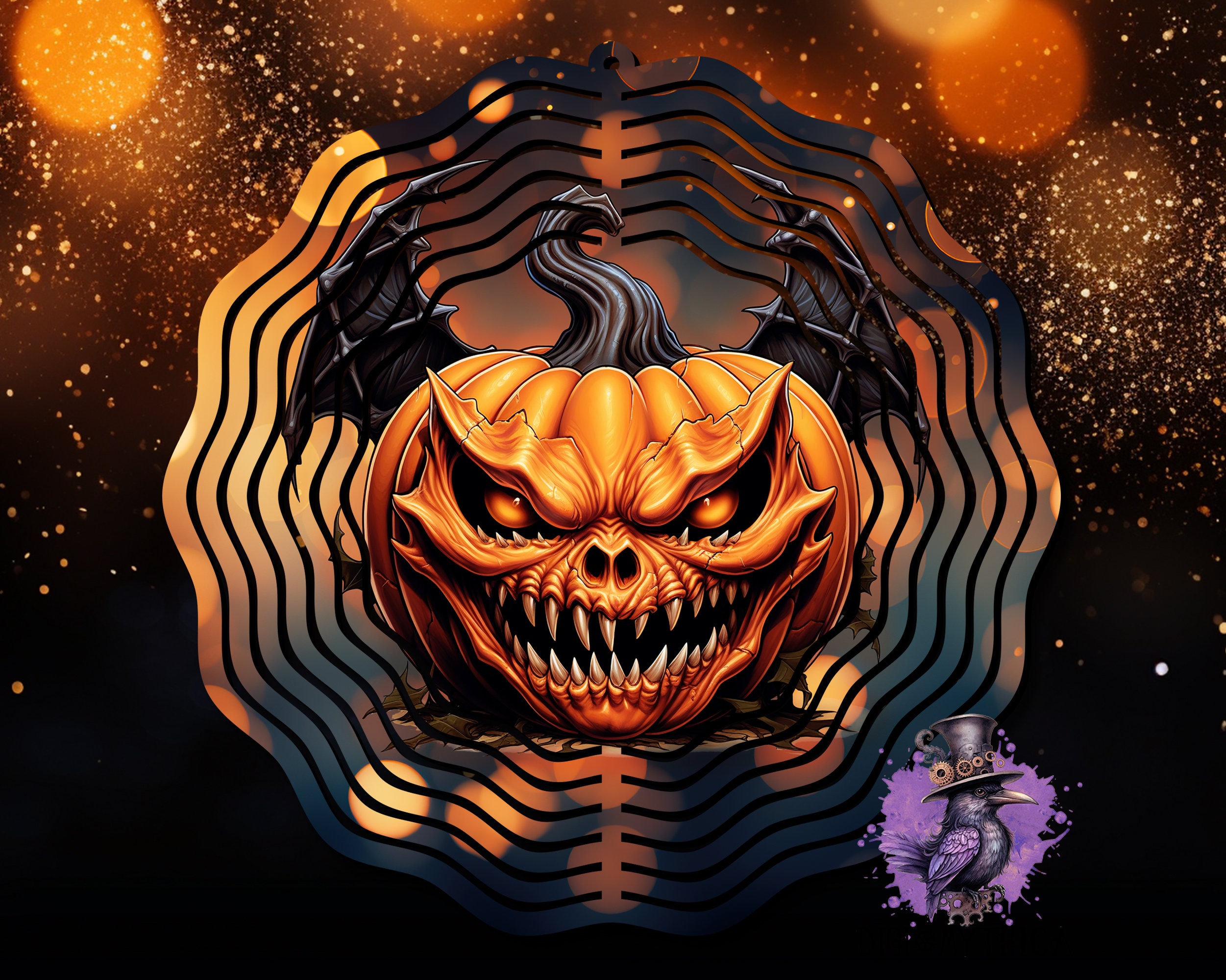 Halloween Wind Spinner Png, 10 in Pumpkin Nightmare Windspinner Design ...