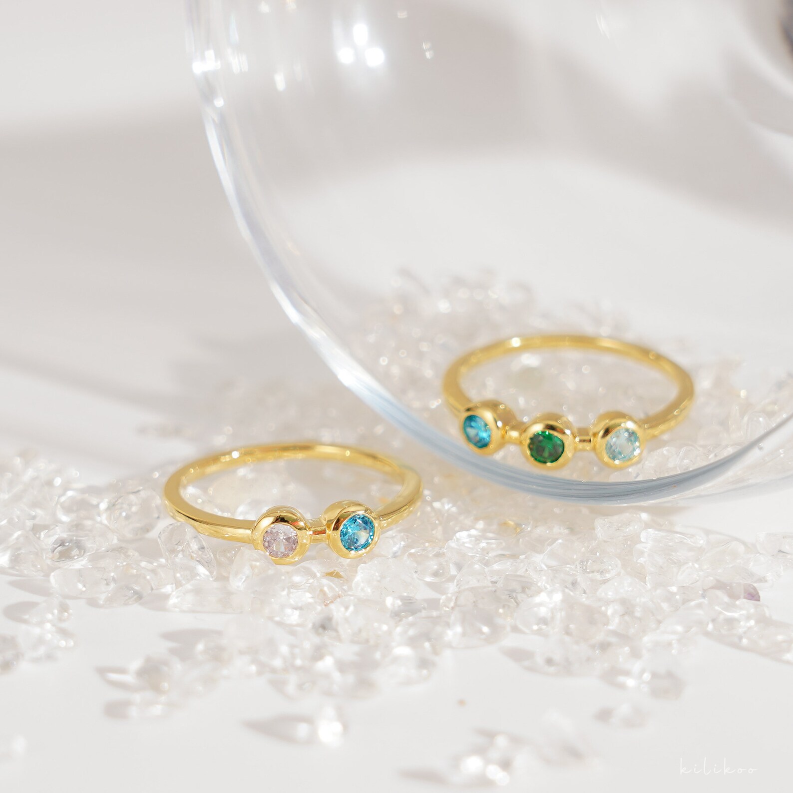 Round Family Birthstone Rings, Custom Multi-stone Ring, Personalized ...