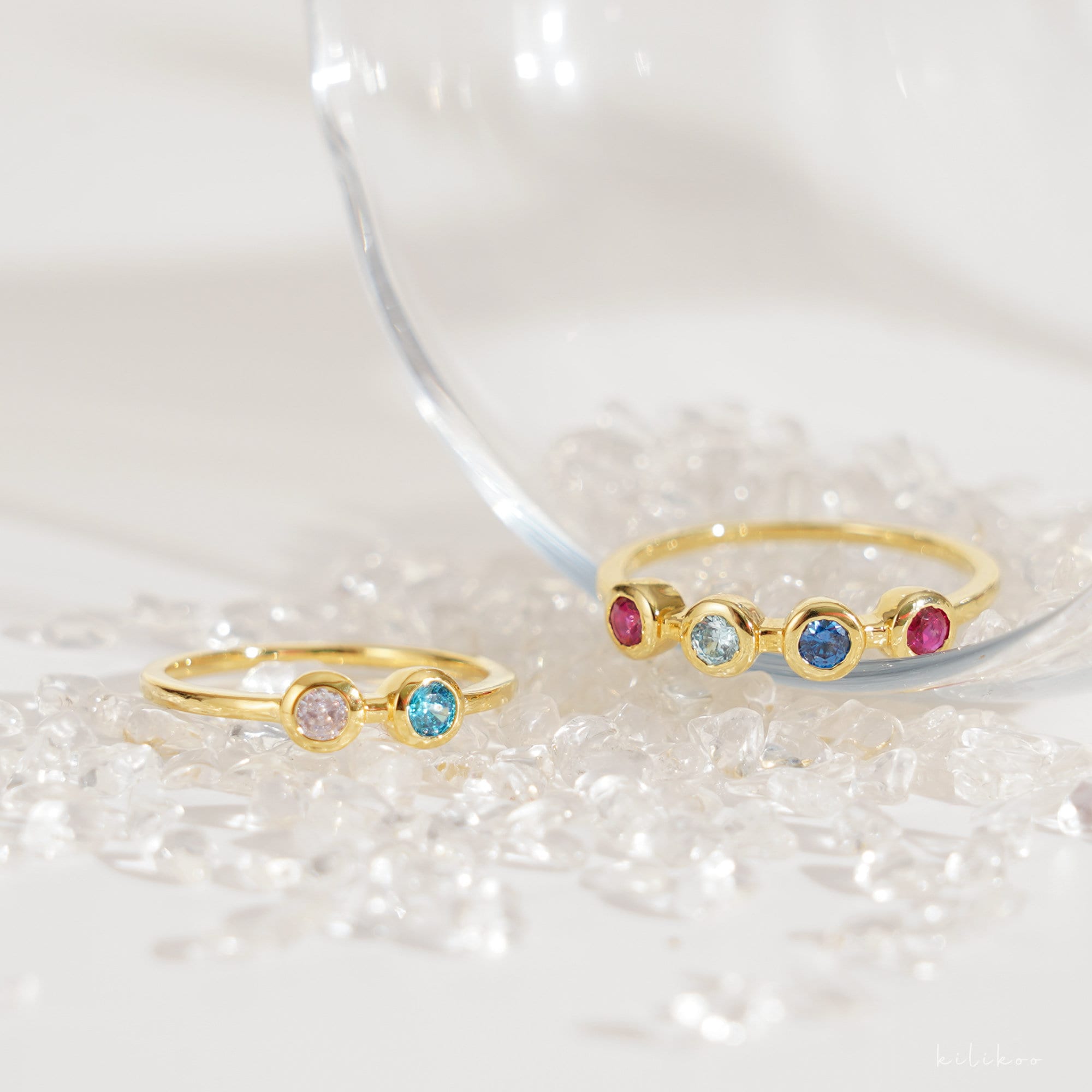 Round Family Birthstone Rings, Custom Multi-stone Ring, Personalized ...