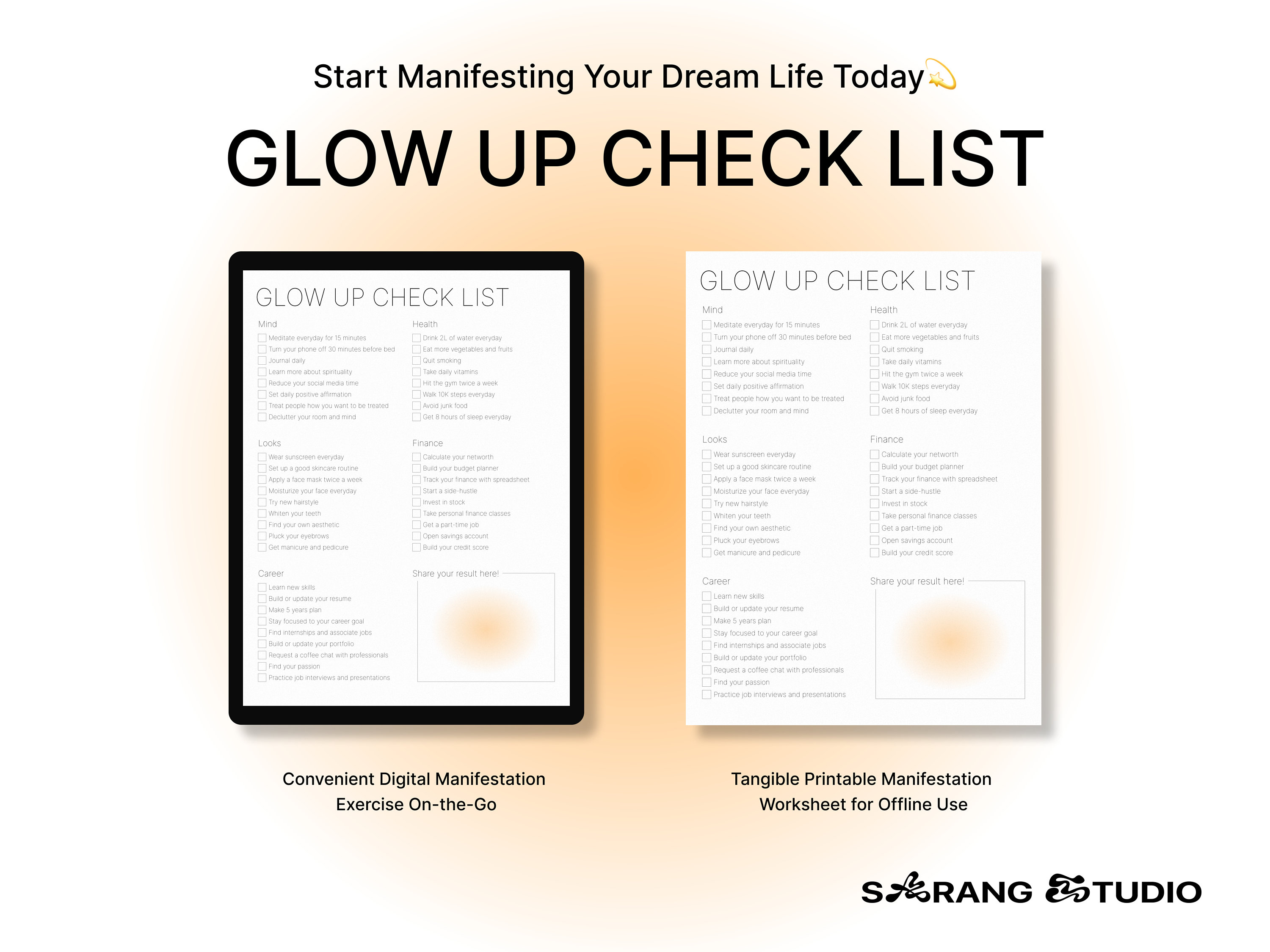 Glow up Checklist | Manifestation Exercise | Manifestation Journal ...