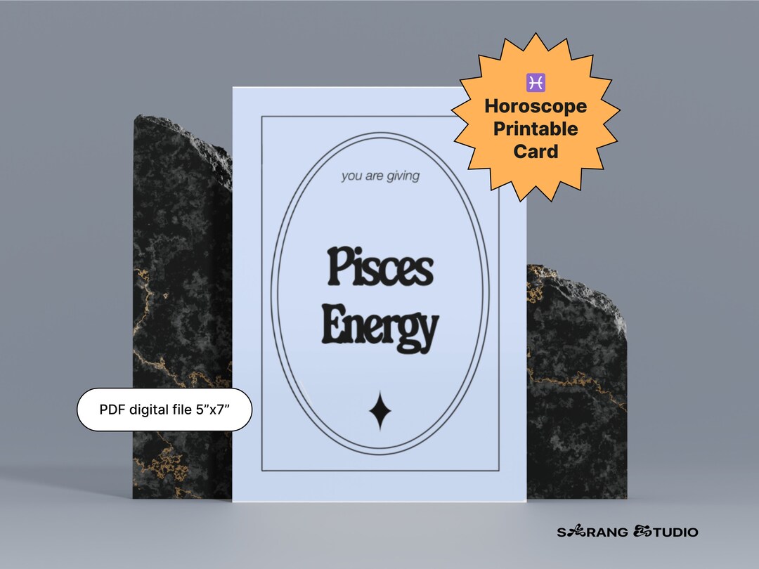 Pisces Printable Zodiac Cards - Blue, Digital Instant Download ...