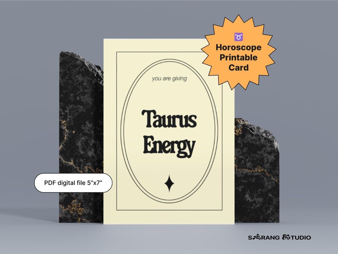 Taurus Printable Zodiac Cards - Yellow, Digital Instant Download ...