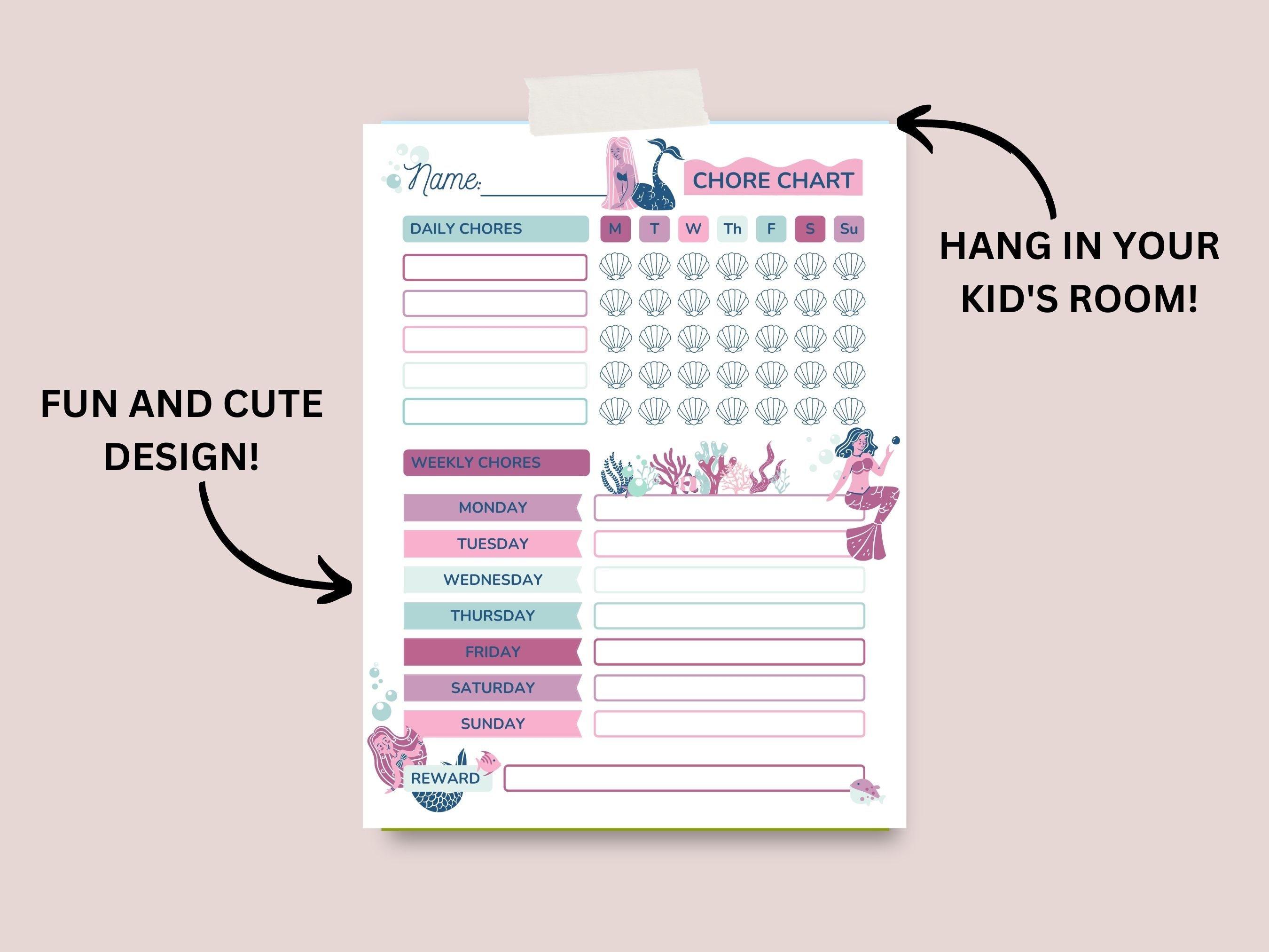 Editable Chore Charts, Kids Responsibilities, Weekly & Daily Tasks ...