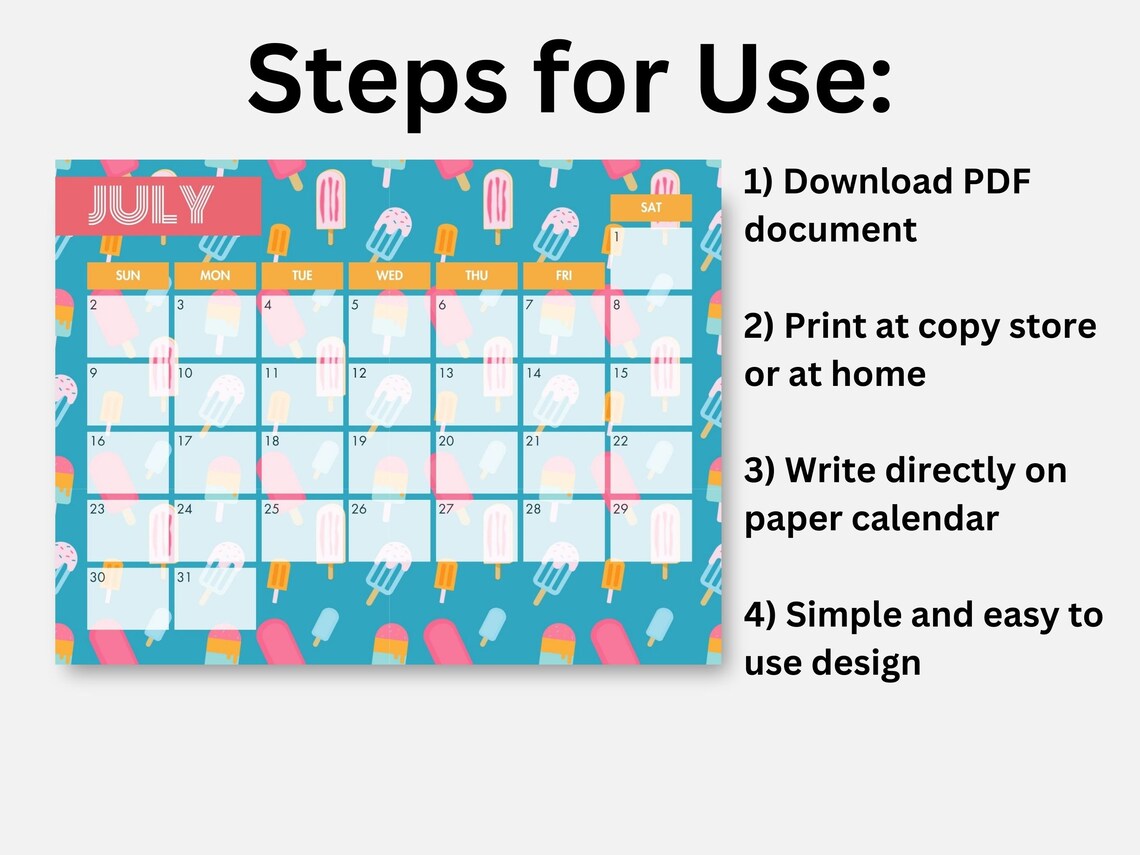 July 2023 Calendar Printable Printable Fillable Planner - Etsy