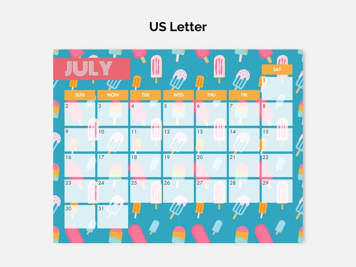 July 2023 Calendar Printable Printable Fillable Planner - Etsy