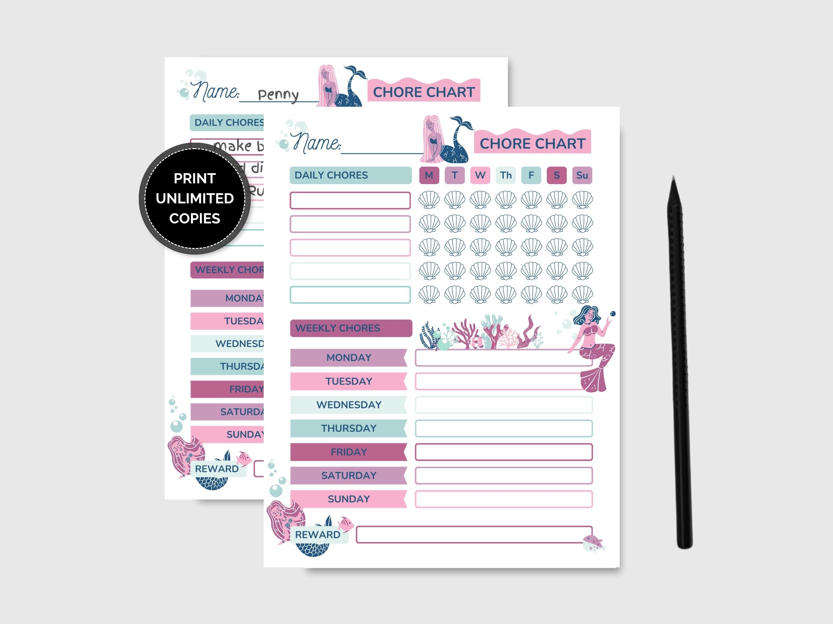 Editable Chore Charts, Kids Responsibilities, Weekly & Daily Tasks ...