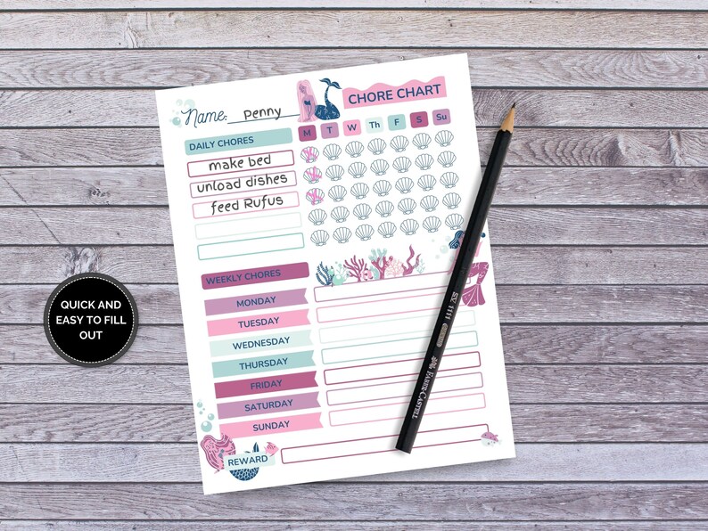 Editable Chore Charts, Kids Responsibilities, Weekly & Daily Tasks ...