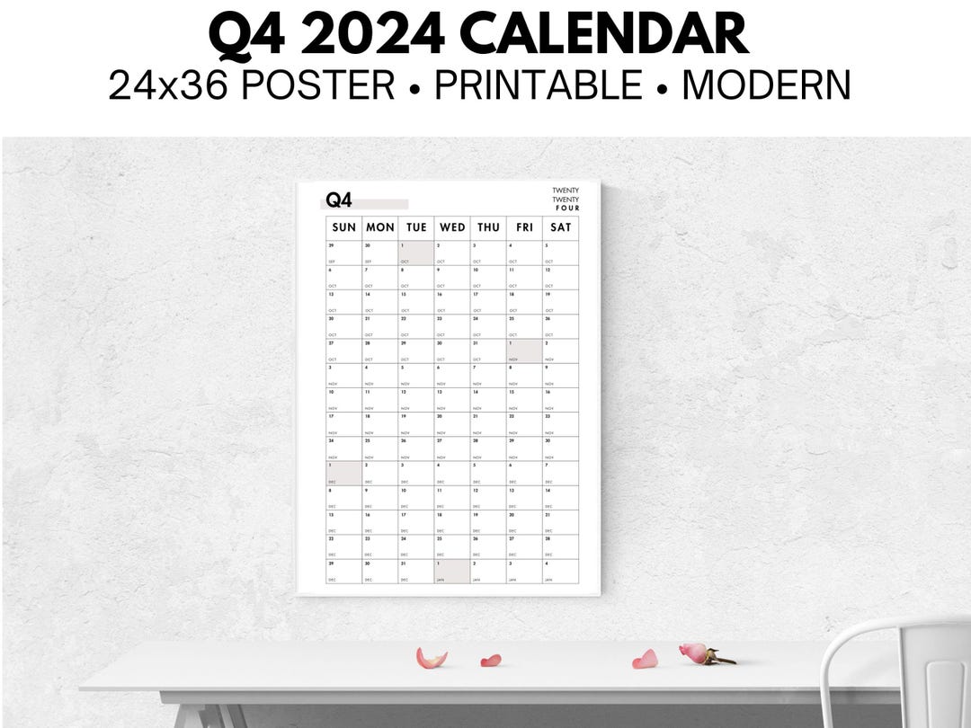 Aesthetic Printable Q4 2024 Sunday Start Calendar, Family Calendar ...