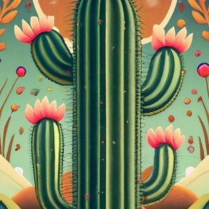 Desert Cactus Art Print - Southwestern Décor - 2x3 and 1x1 - Instant ...