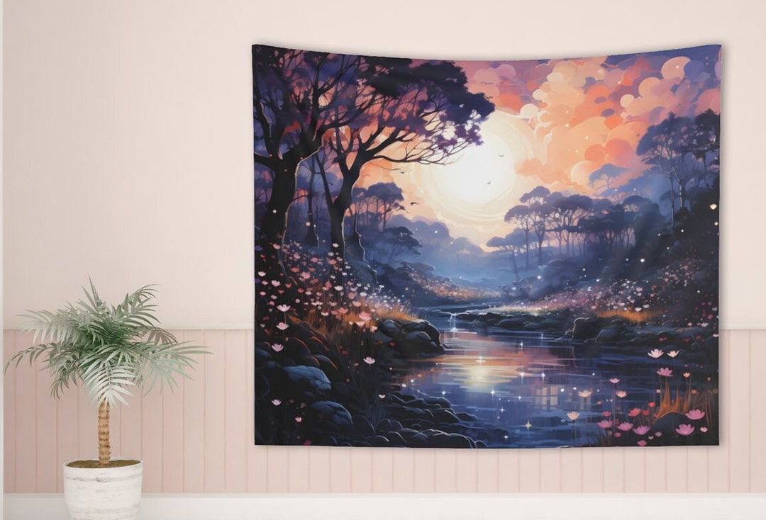 Dreamy Glowing Forest Tapestry I Wall Hanging I Bedroom Dorm Living ...