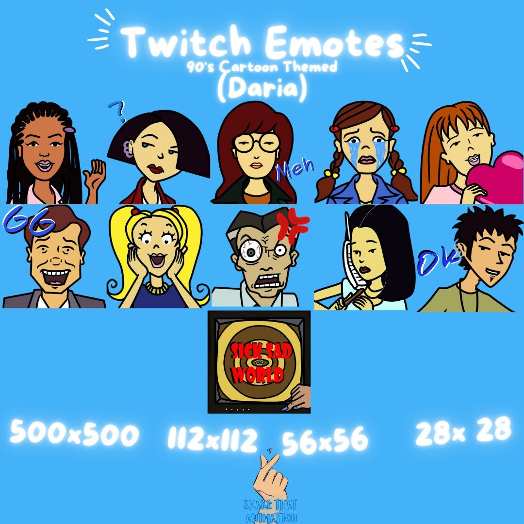 90s Teen Life Show Emote Pack, 90's Cartoon Emotes/ Streamer/ Gamer ...