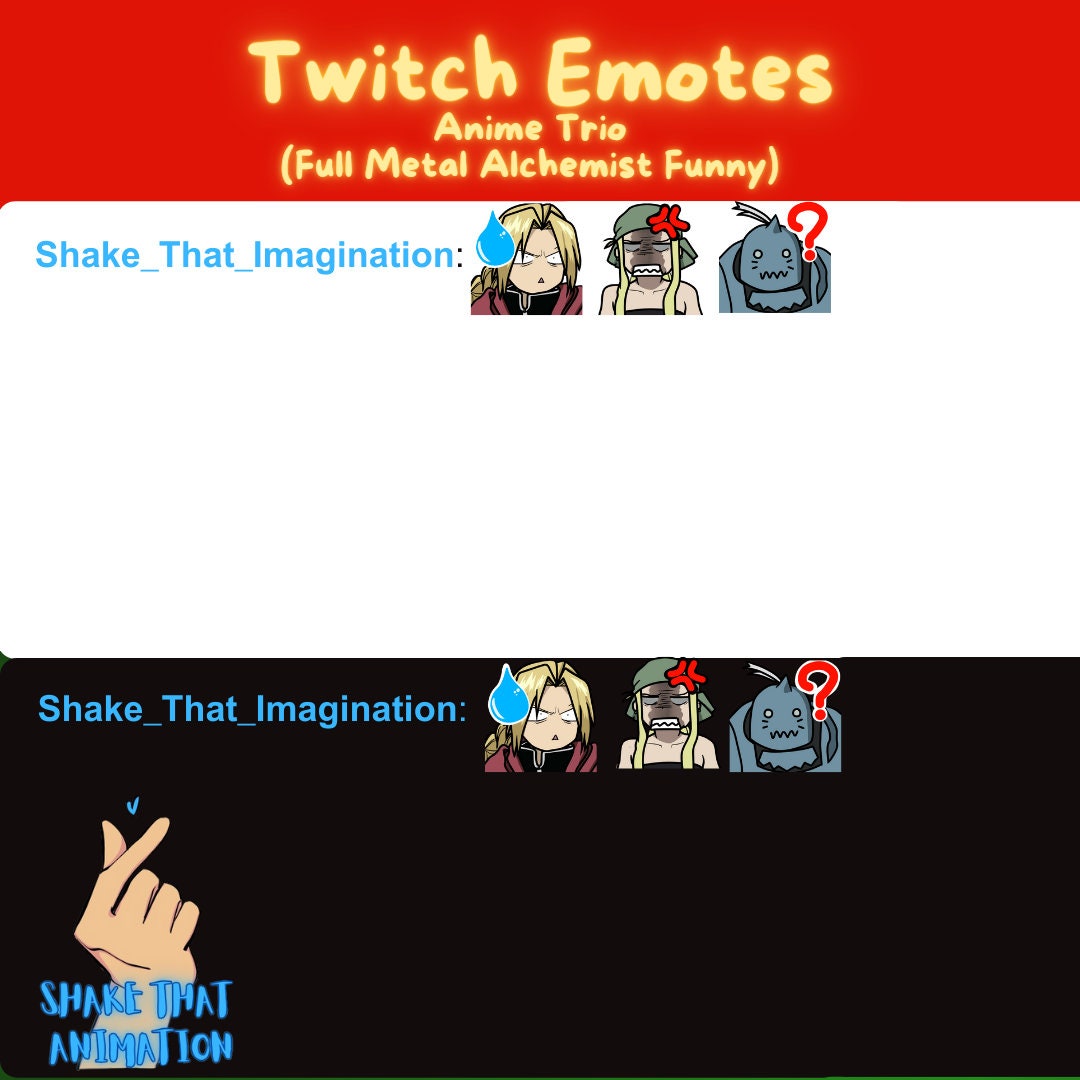 Funny Famous Anime Trio Emote Packs, Anime Emotes/ Streamer/ Gamer ...