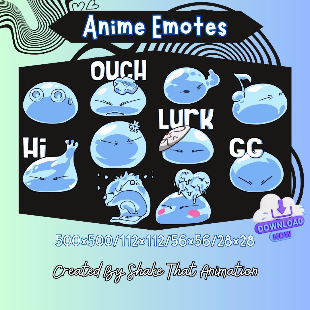 Anime Slime Emote Pack, Funny Cute Slime Emotes/ Streamer/ Gamer/ Emote ...