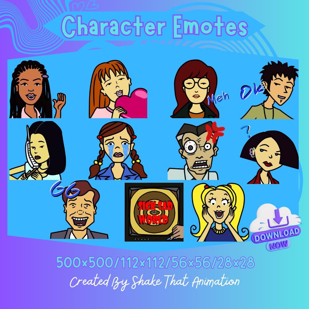 90s Teen Life Show Emote Pack, 90's Cartoon Emotes/ Streamer/ Gamer ...