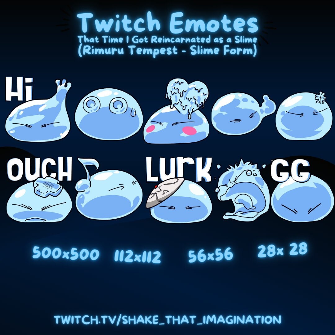 Anime Slime Emote Pack Funny Cute Slime Emotes/ Streamer/ - Etsy