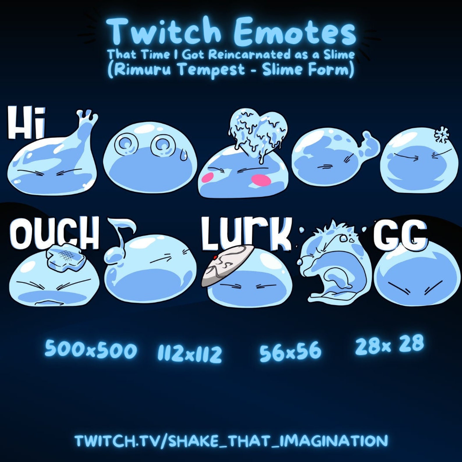Anime Slime Emote Pack Funny Cute Slime Emotes/ Streamer/ - Etsy