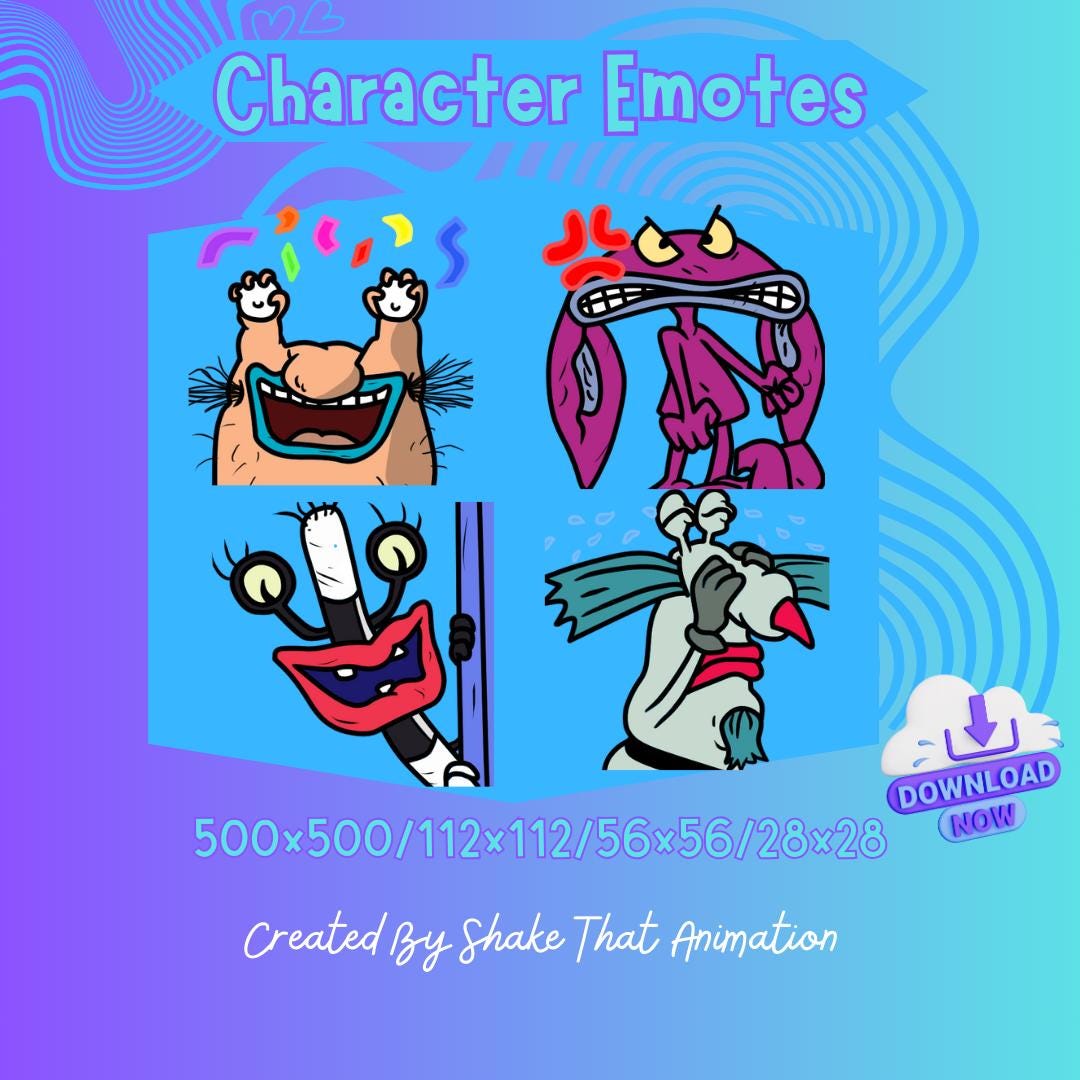 90s Monster Show Emote Pack, 90's Cartoon Emotes/ Streamer/ Gamer ...