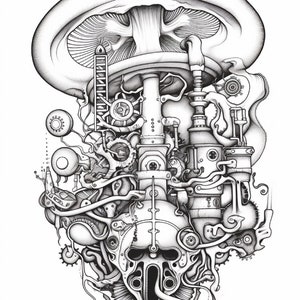 30 Crazy Steampunk Mushroom Houses Coloring Pages Part 3 A Fantastic ...