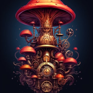 30 Crazy Steampunk Mushroom Houses Coloring Pages Part 3 A Fantastic ...