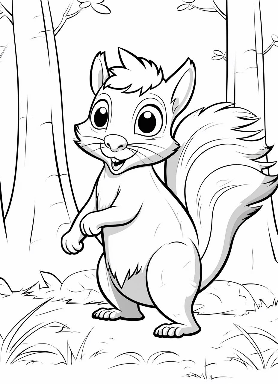 Cute Squirrel Coloring Pages | Instant Download | Digital Coloring ...