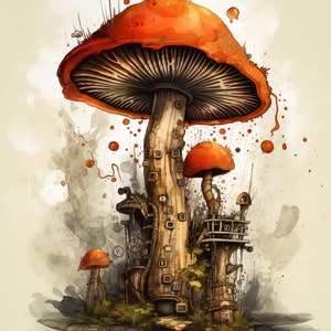 30 Crazy Steampunk Mushroom Houses Coloring Pages Part 3 A Fantastic ...