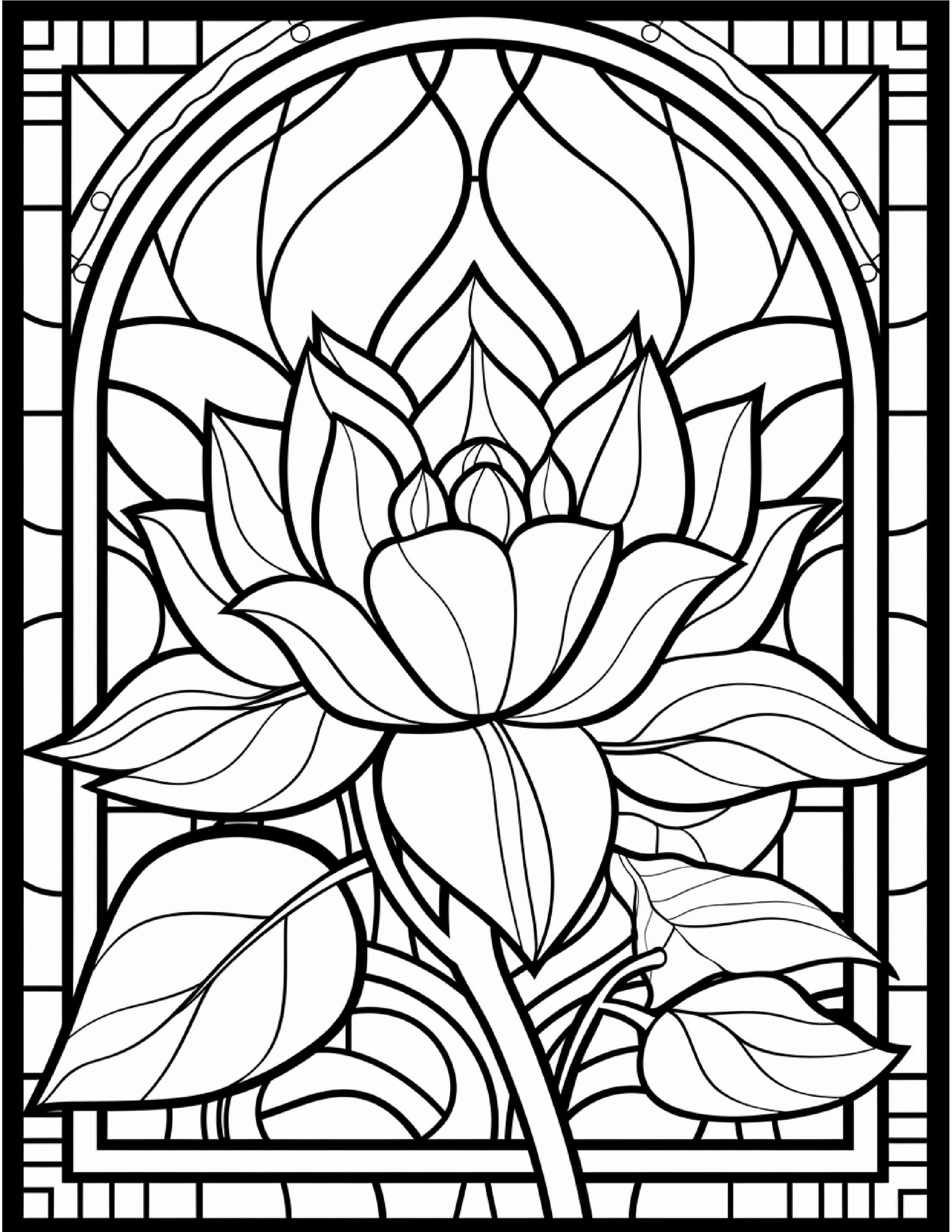 Coloring Book With Flowers on Stained Glass - Discover the Beautiful ...