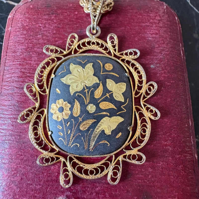 Spanish Damascene Pendant - Etsy