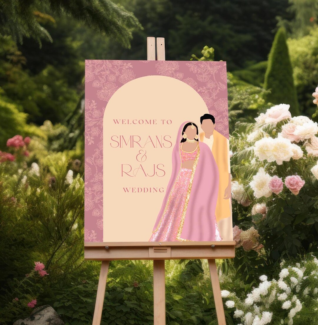 Personalised Wedding Day Welcome Sign pink, Rose Gold, Gold Digital ...