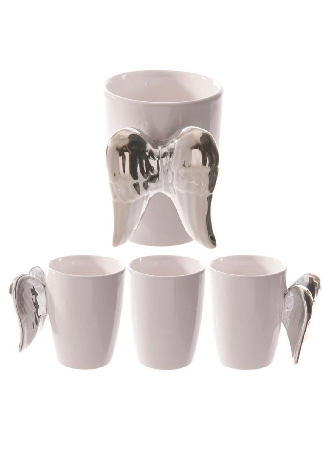 Silver Angel Wings Ceramic Shaped Handle Mug - Etsy