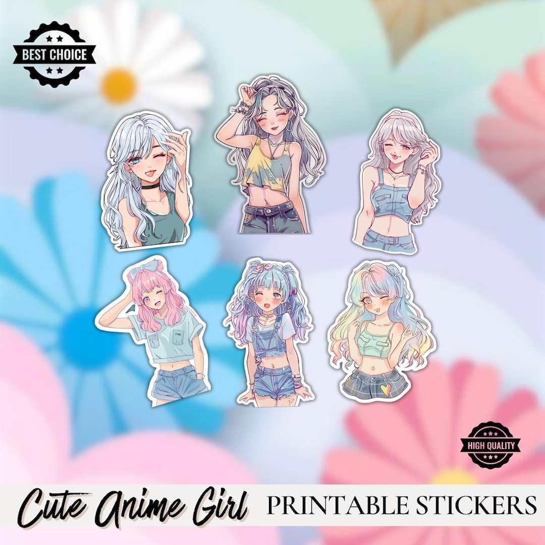 White Anime Girl Stickers - Kawaii Anime Girl Stickers - Instant ...
