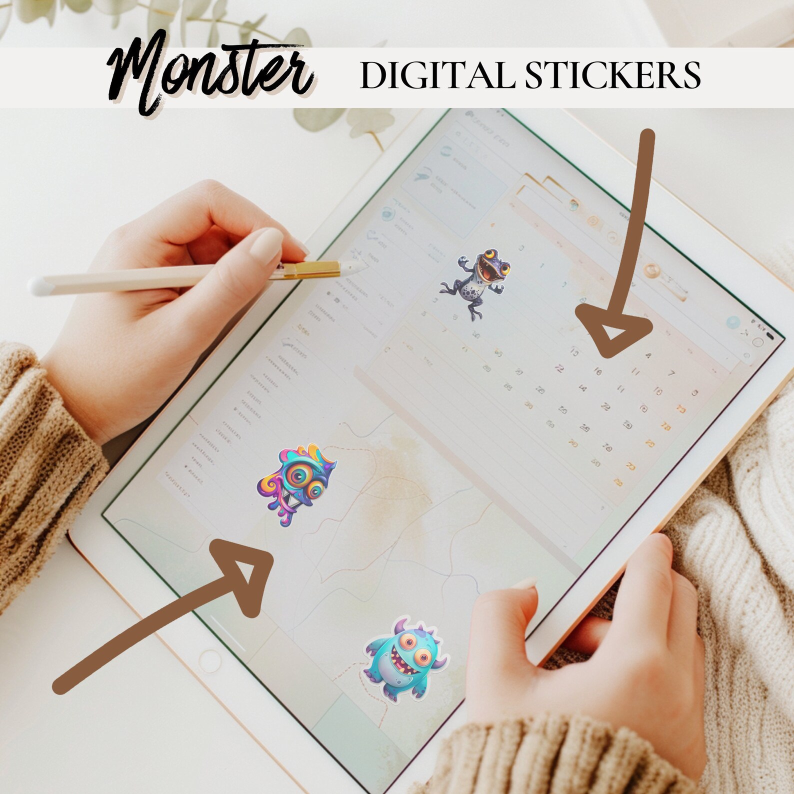 Animated Monsters Stickers Set - Creepy Monster Sticker - Journal ...