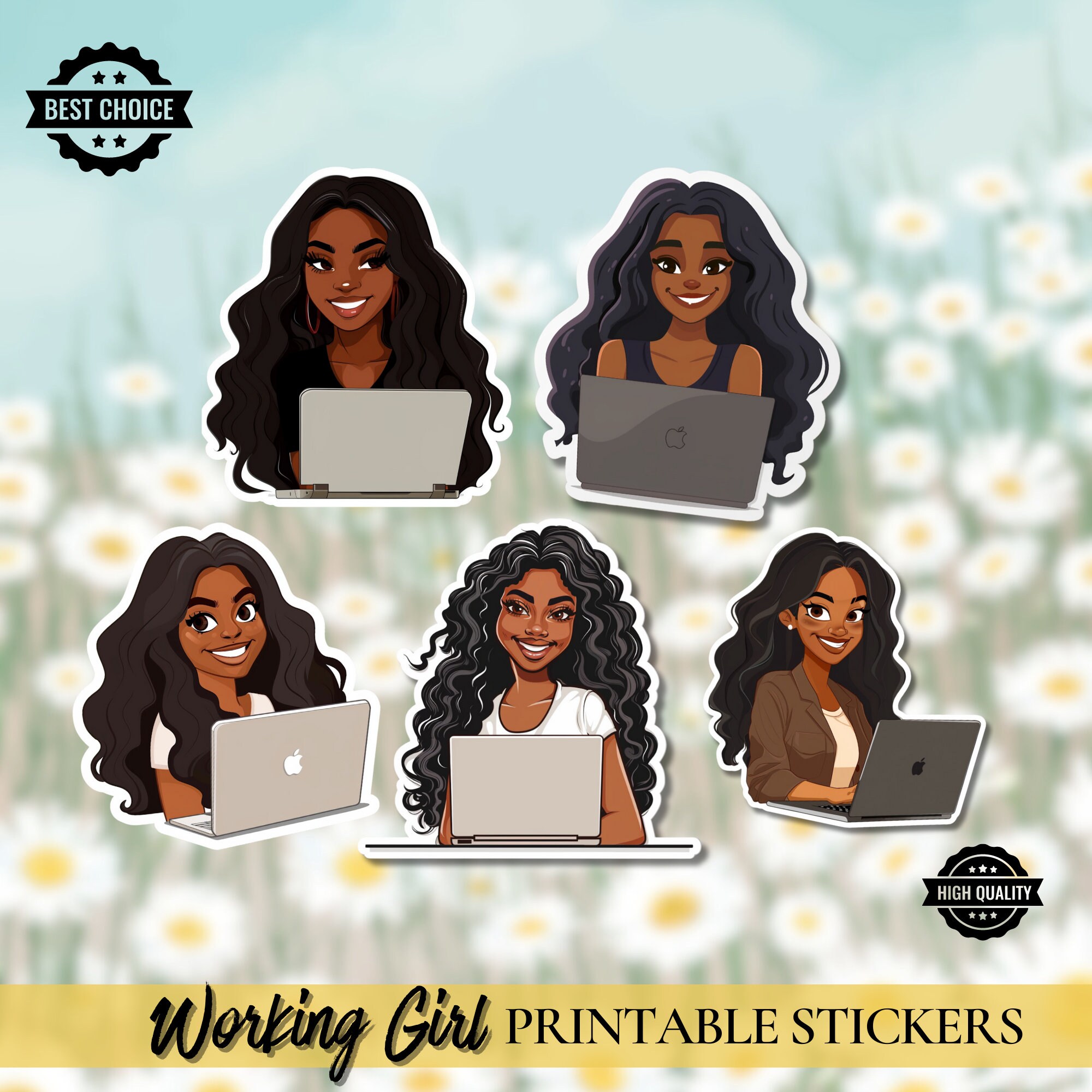 Black Girl Sticker Set - Black Women Stickers - Business Woman Stickers ...
