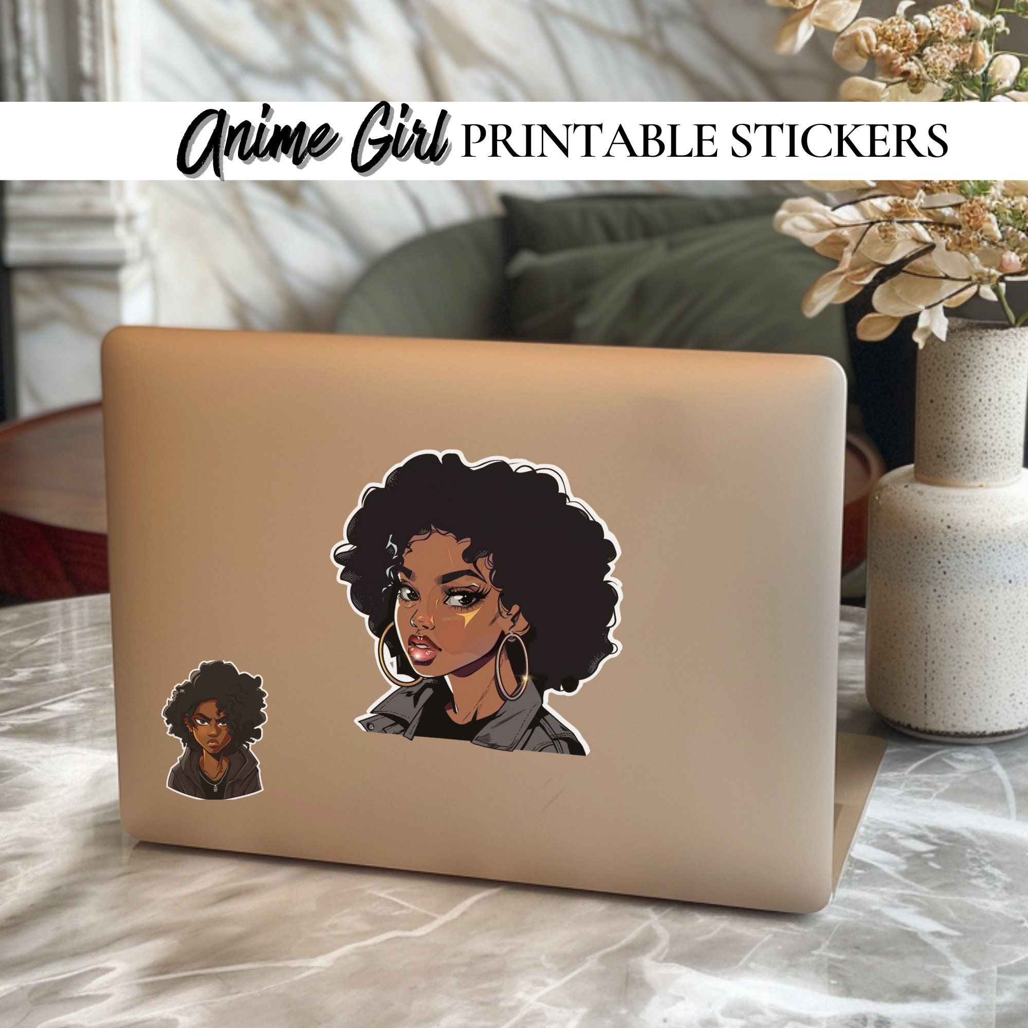Black Anime Girl PNG Set, Afro Black Girls PNG, Black Girl Clipart 5 ...