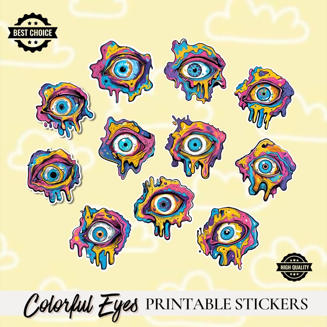 Colorful Eye Stickers - 11 Bundle of Sticker - Laptop Sticker - Journal ...