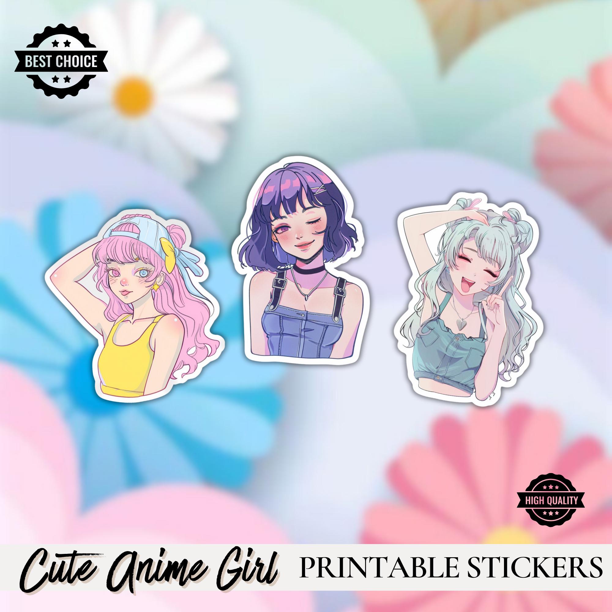 Printable Anime Girl Stickers Kawaii Anime Girl Stickers Instant ...
