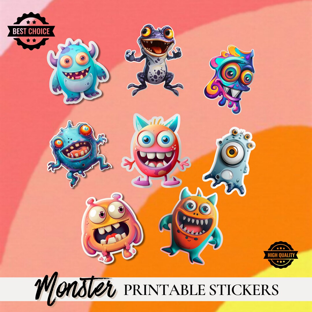 Animated Monsters Stickers Set - Creepy Monster Sticker - Journal ...