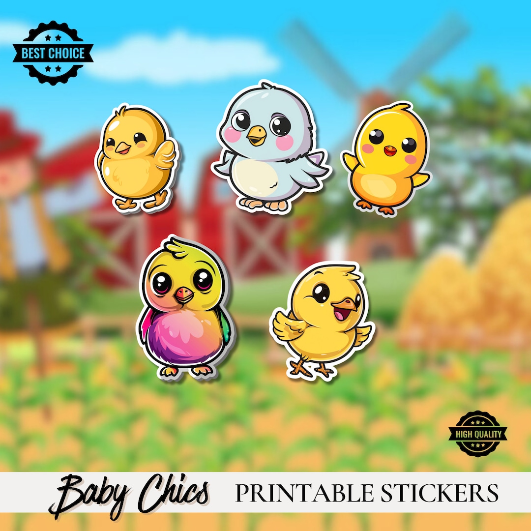 Cute Printable Chicks Stickers - Chicks Lover Sticker - Animals Lover ...