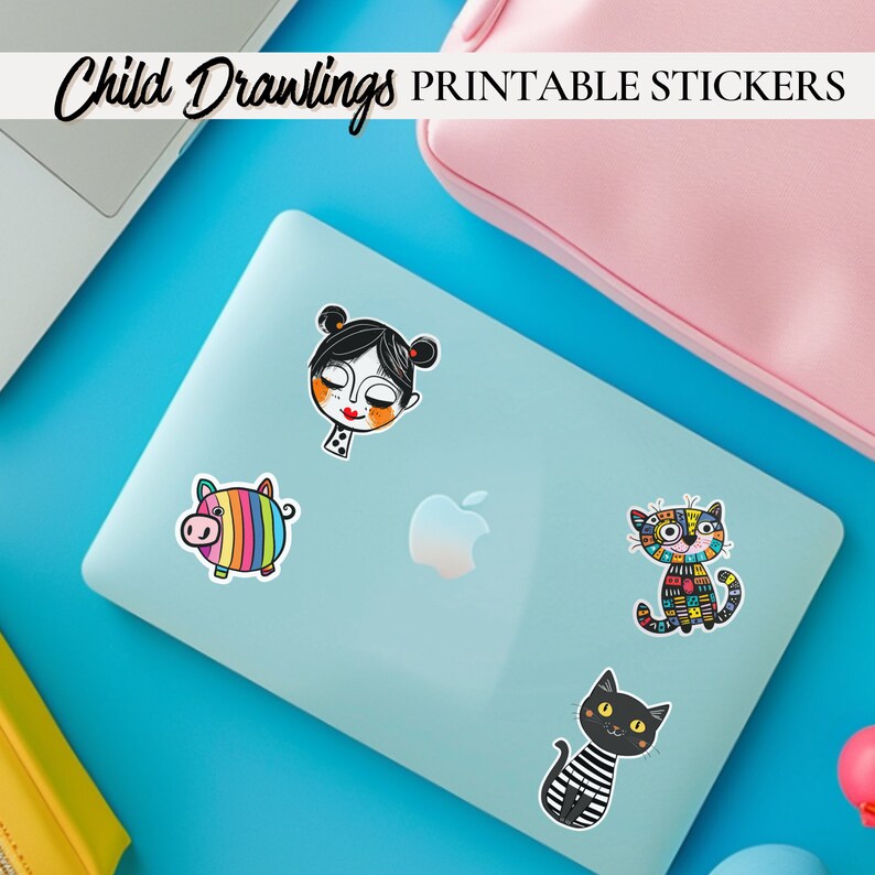 Child Drawing Stickers Drawing Stickers Digital Download Sticker ...