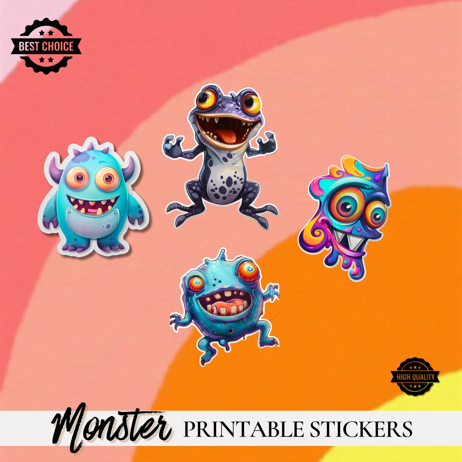 Animated Monsters Stickers Set Creepy Monster Sticker Journal Stickers ...